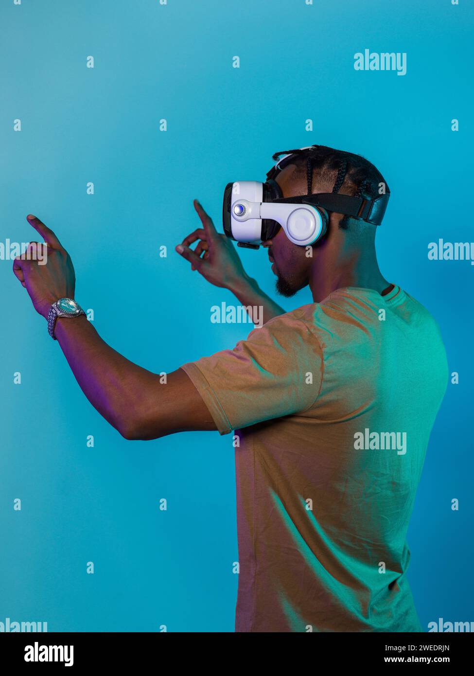 Immersed in a digital realm, an African American man navigates the ...