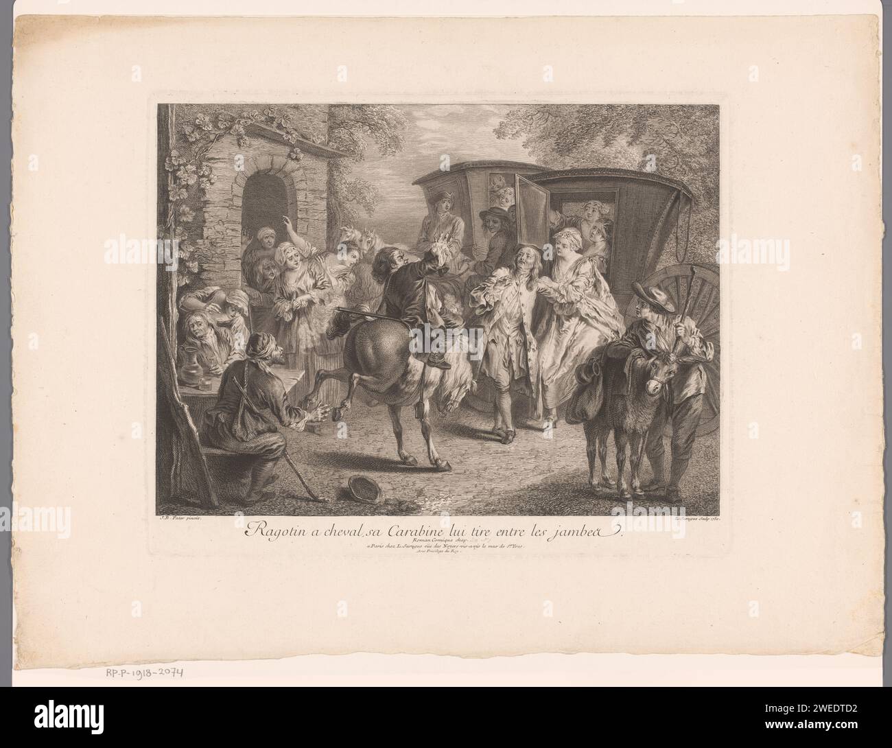 Ragotin on a horse, Louis Surugue, After Jean Baptiste François Pater ...