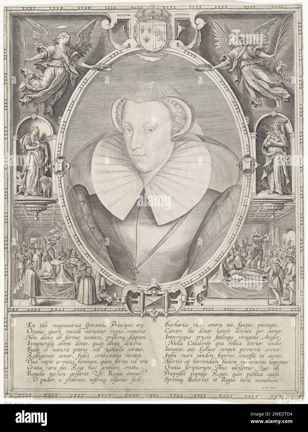 Portrait of Maria I Stuart, Queen of Scotland, Wierix, After Maerten de ...