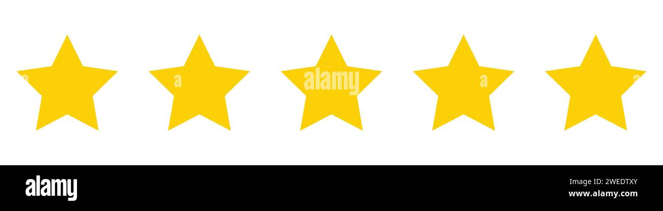 5 gold stars quality rating icon. Five yellow star product quality ...