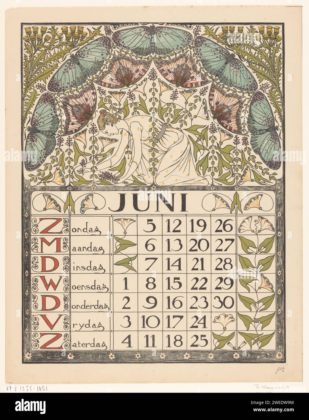 Calendar magazine for June 1898, Theo Nieuwenhuis, 1897 print A ...
