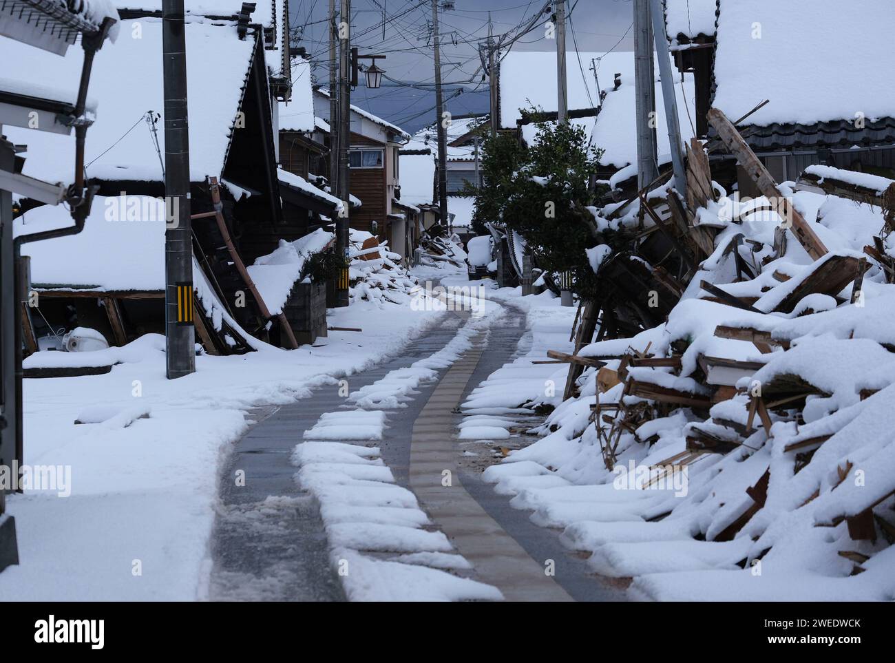 A photo shows a disaster-stricken area damaged by a massive earthquake ...