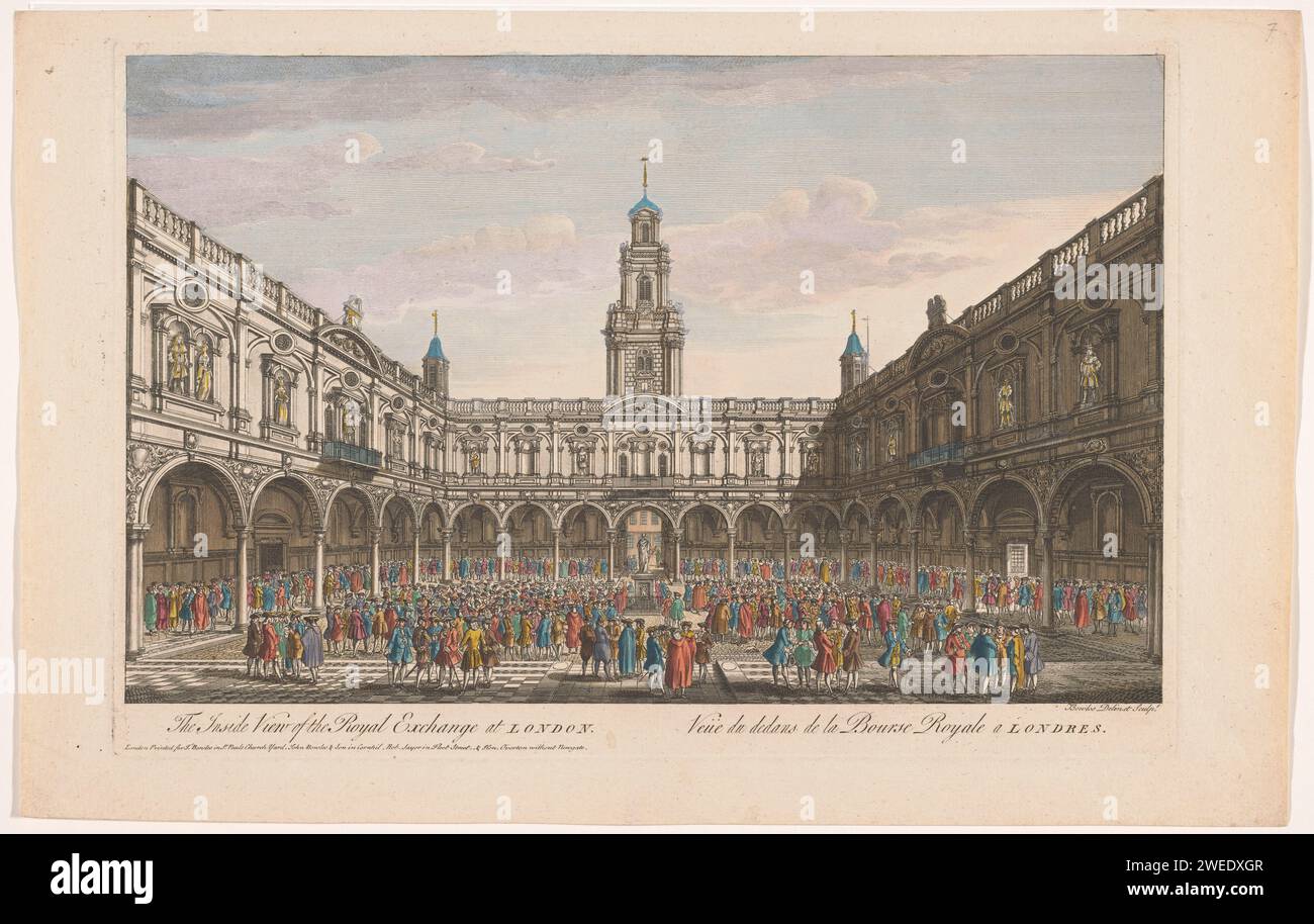 View of the interior of the Royal Exchange in London, Robert Sayer ...