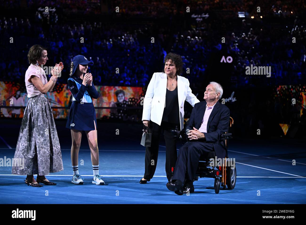 Melbourne, Australia. 25th Jan, 2024. Evonne Goolagong Cawley, with her ...