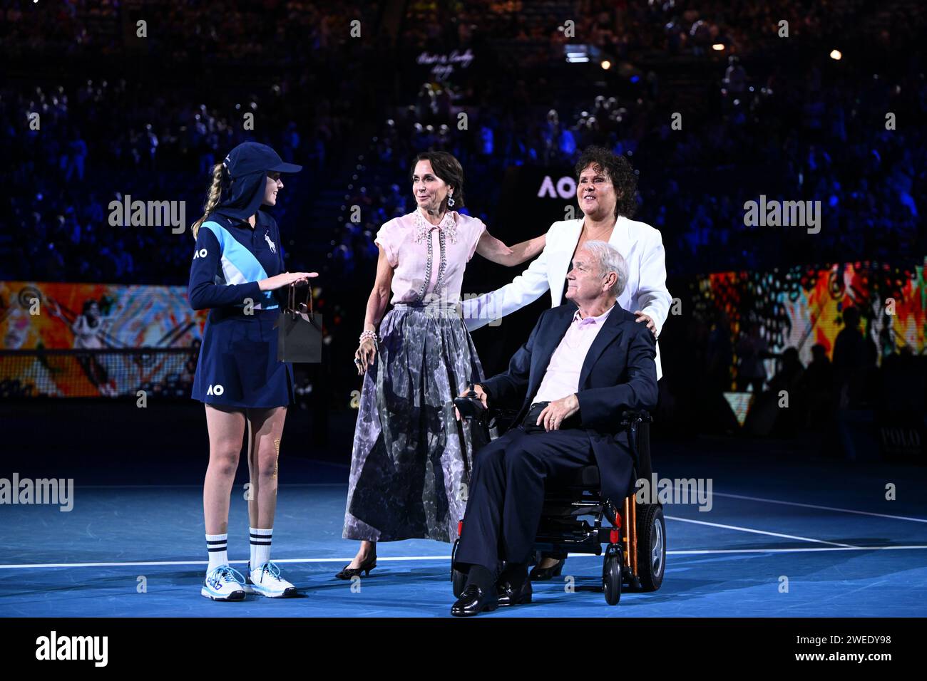 Melbourne, Australia. 25th Jan, 2024. Evonne Goolagong Cawley, with her ...