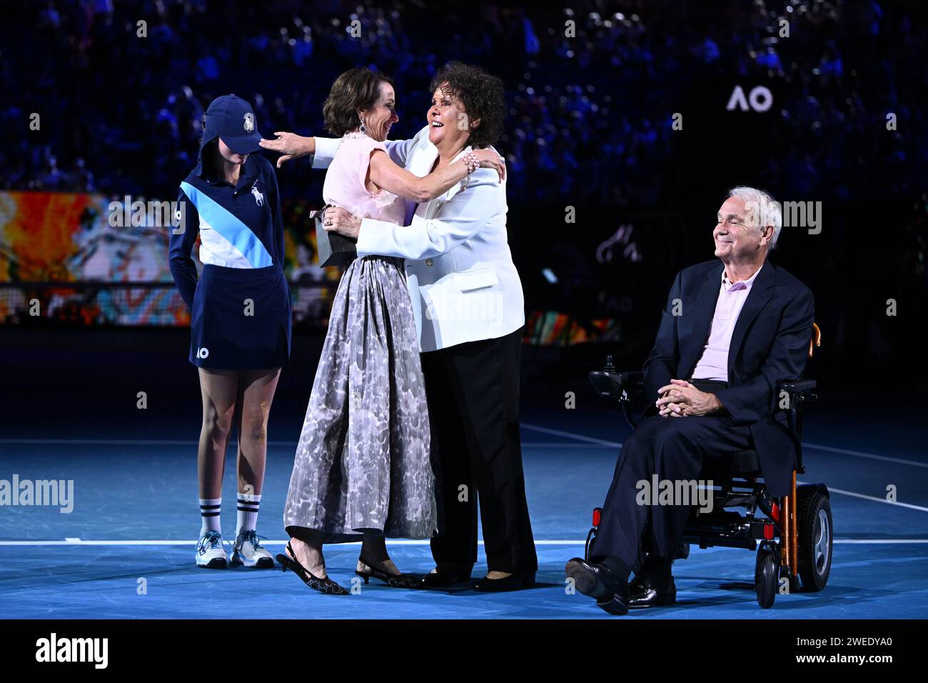Melbourne, Australia. 25th Jan, 2024. Evonne Goolagong Cawley, with her ...