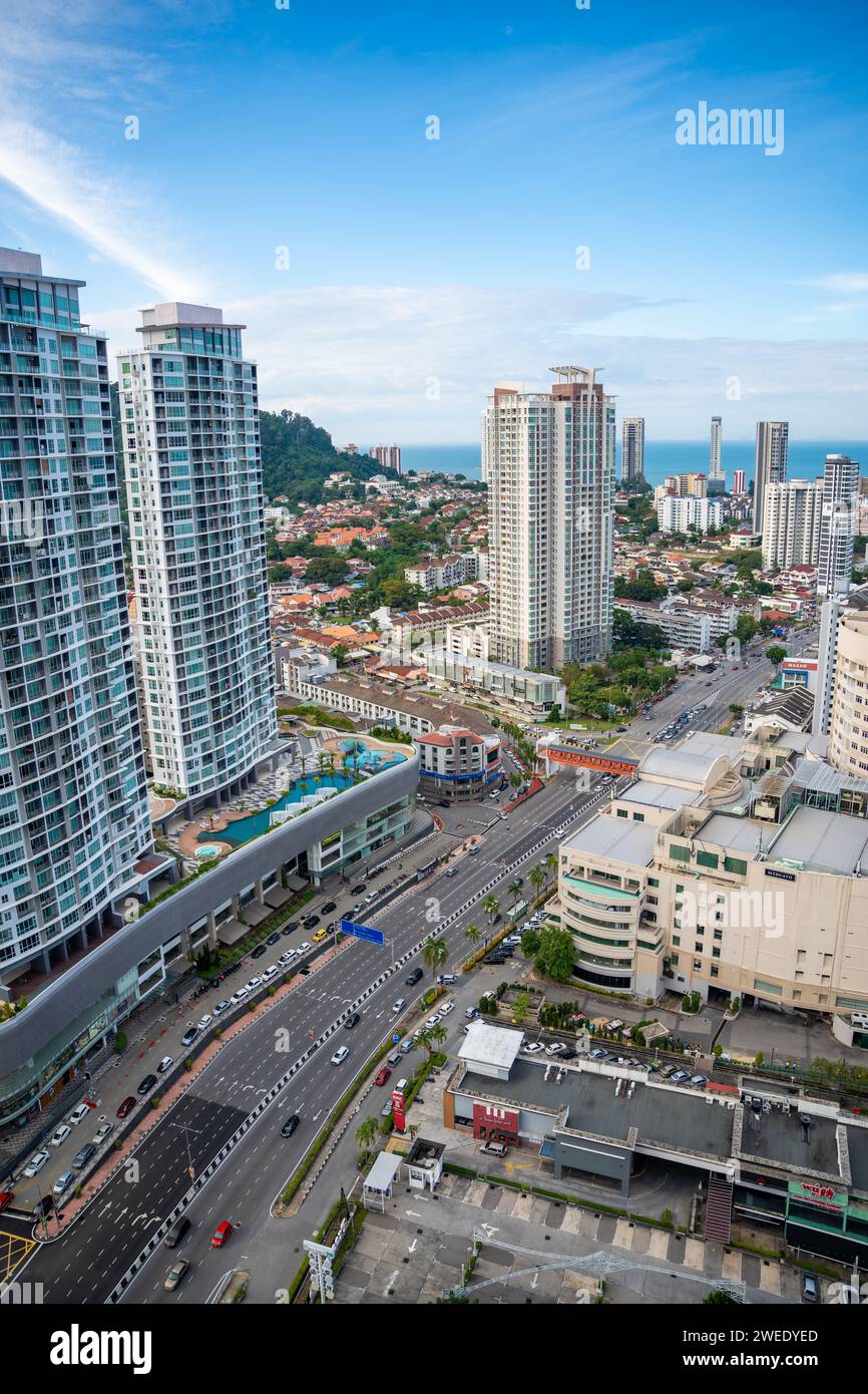 Georgetown city, Malaysia - December 17, 2023: Aerial view of ...
