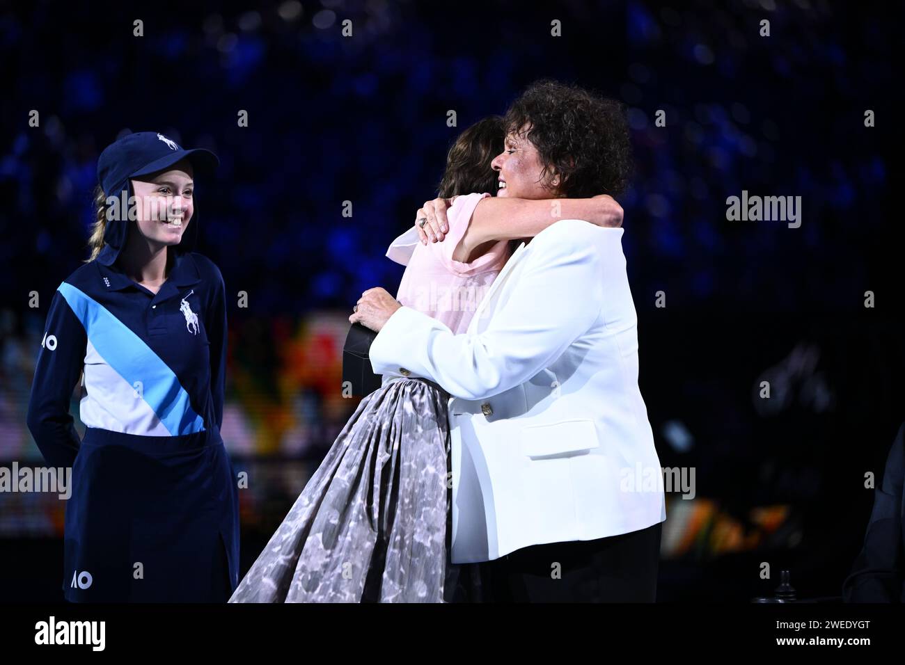 Melbourne, Australia. 25th Jan, 2024. Evonne Goolagong Cawley, with her ...