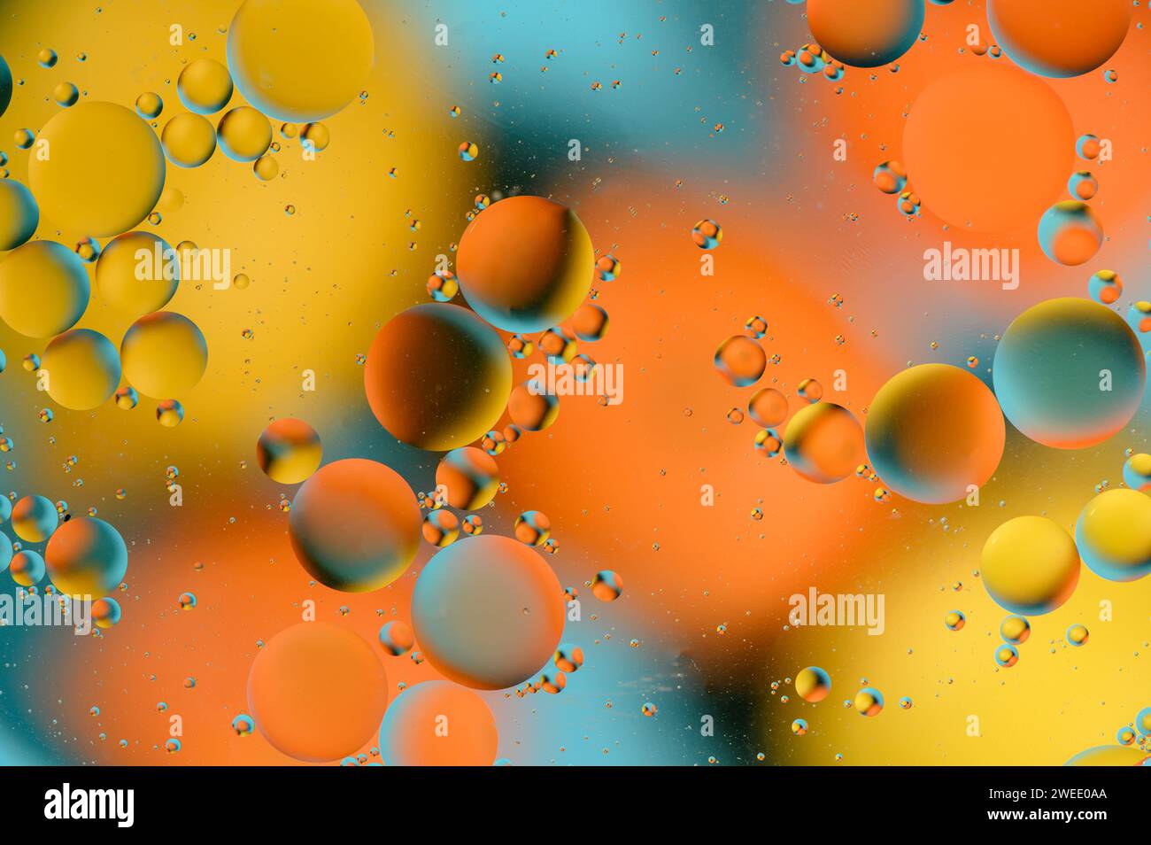 orange and blue circles like planets microcosm galaxy 3 Stock Photo - Alamy