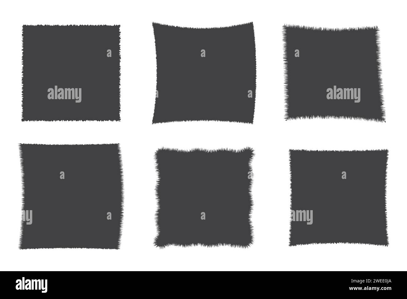 Set jagged rectangle torn paper border, frame sharp silhouette isolated ...