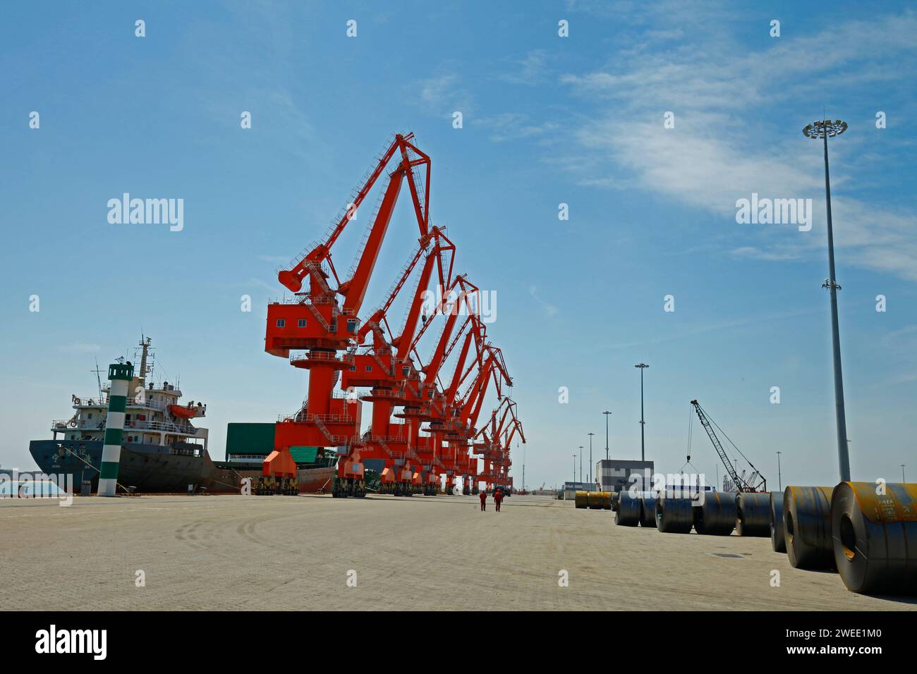 roll steel in harbor , Cold rolled steel coils Stock Photo - Alamy
