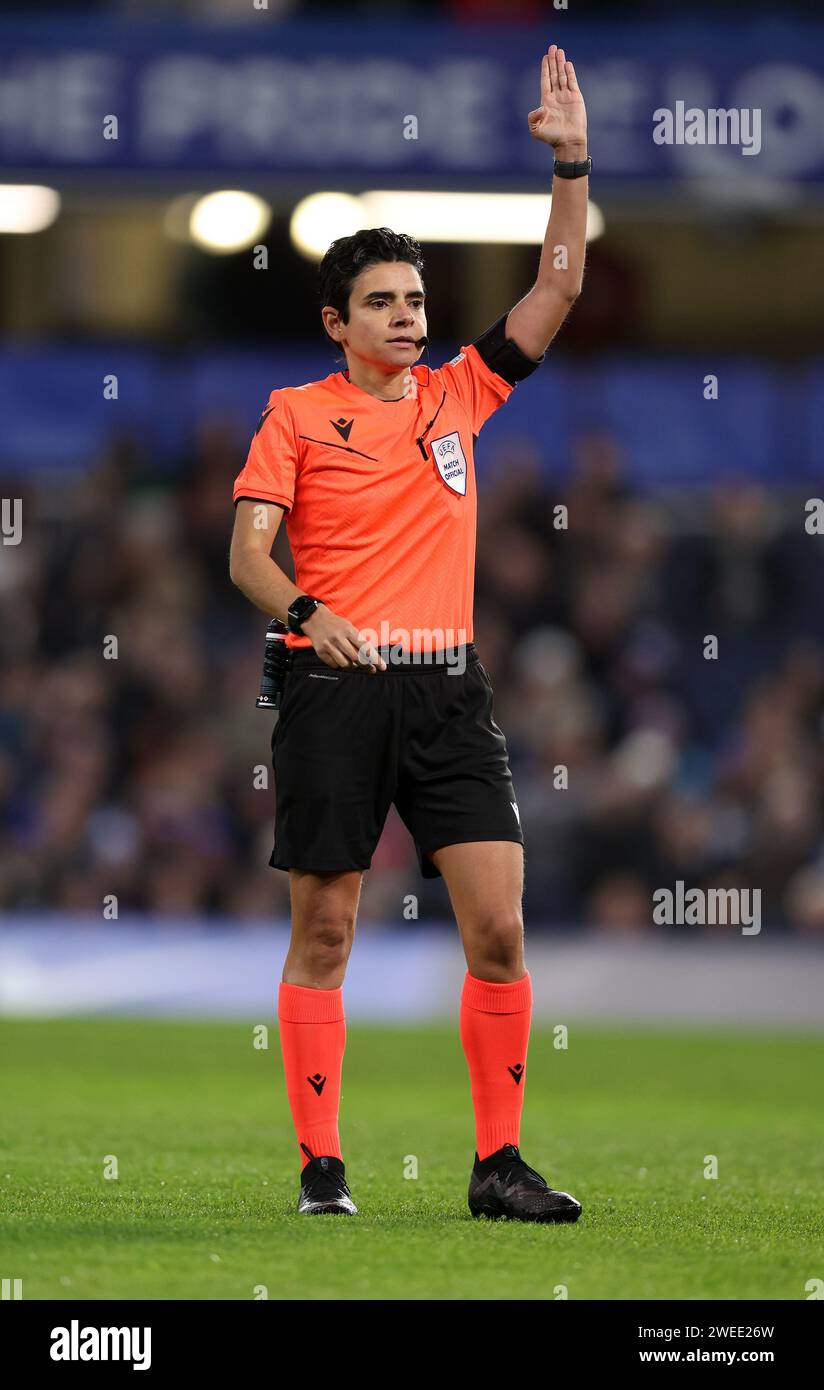 London, UK. 24th Jan, 2024. Referee Catarina Campos during the UEFA ...