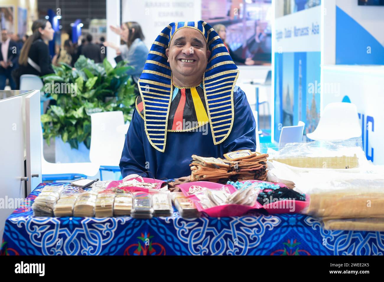 Madrid, Spain. 24th Jan, 2024. An Egyptian exhibitor is seen during the ...