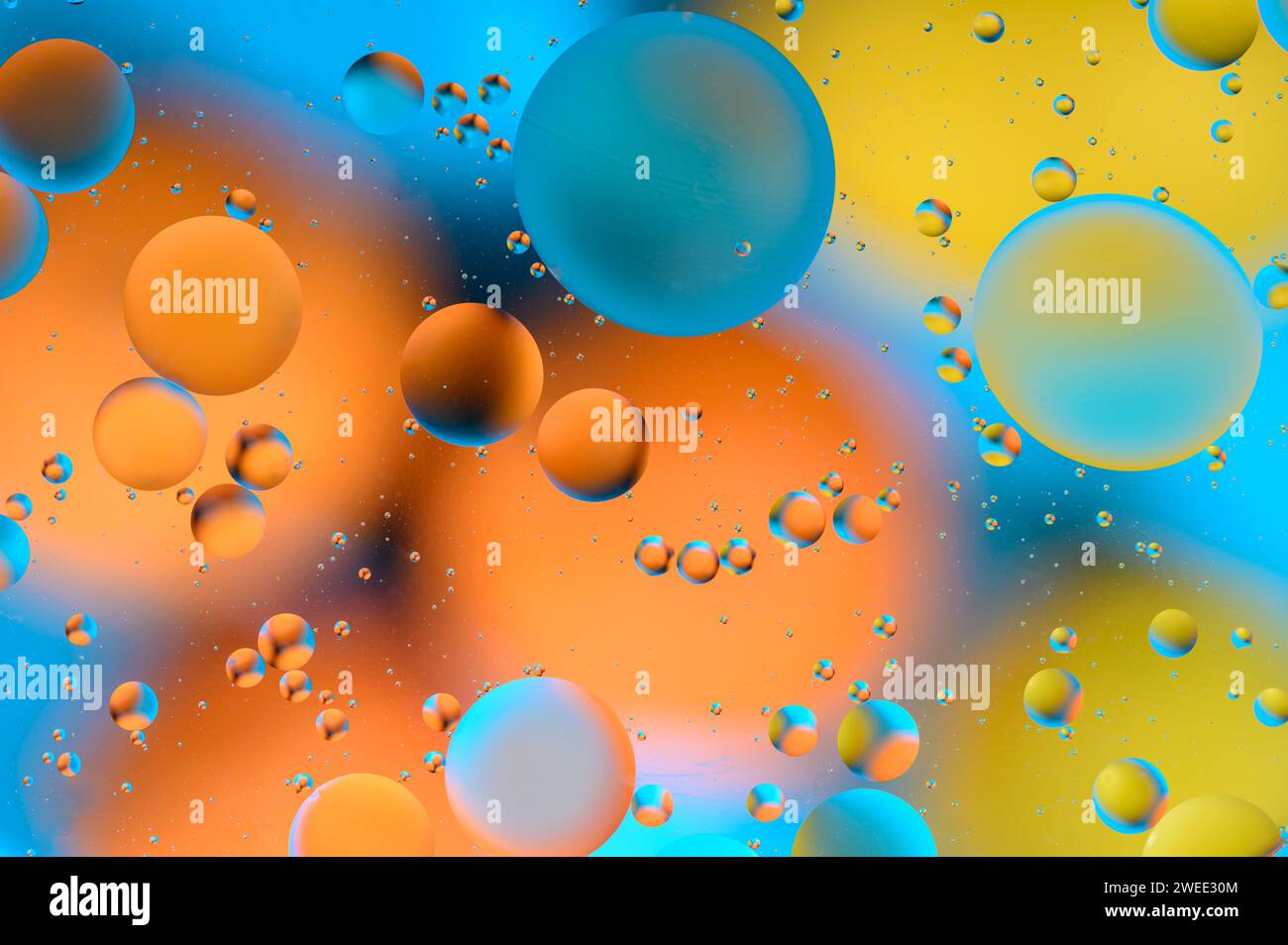 orange and blue circles like planets microcosm galaxy 5 Stock Photo - Alamy