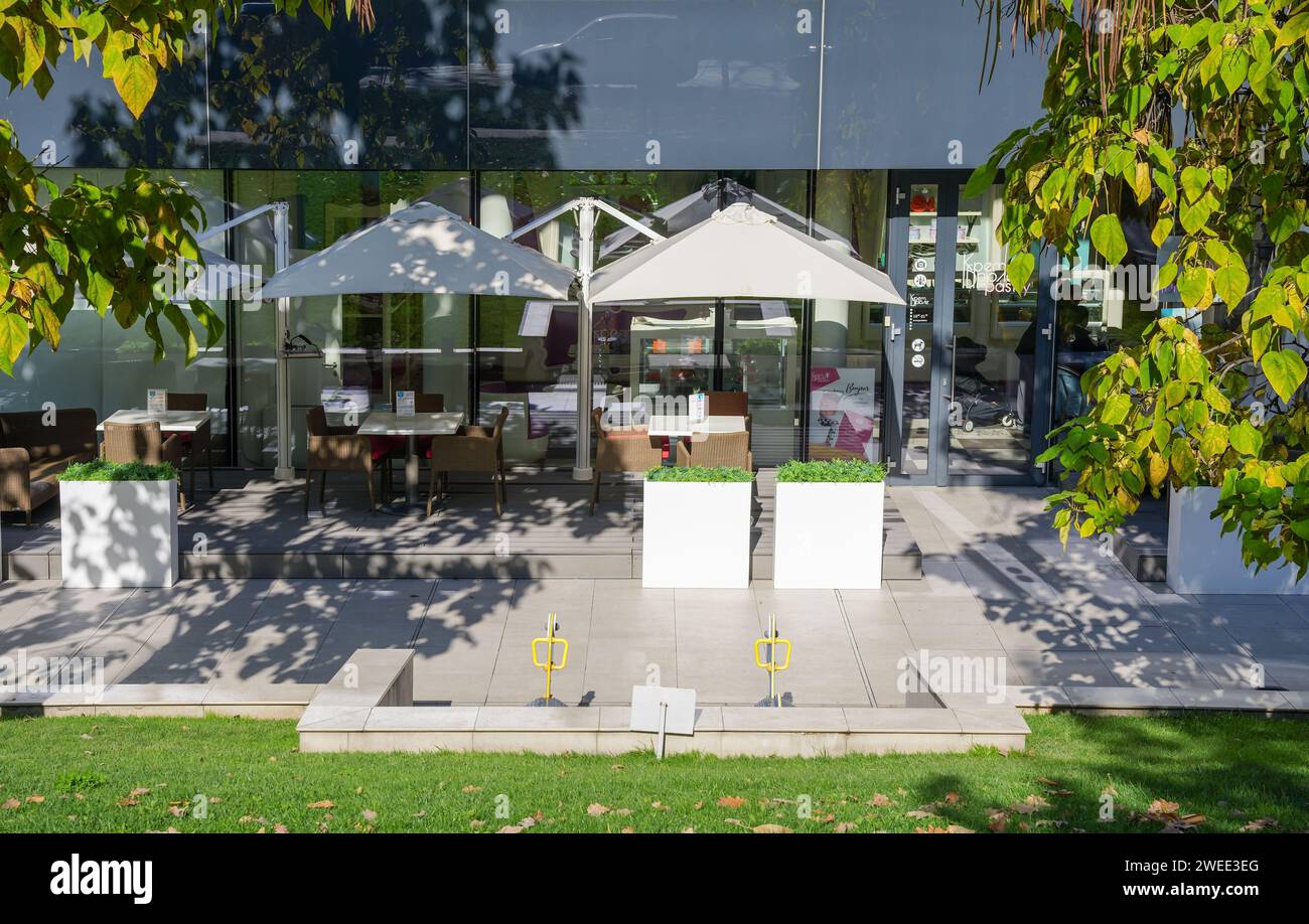 Almaty, Kazakhstan - August 17, 2023: Outdoor cafe area Stock Photo - Alamy