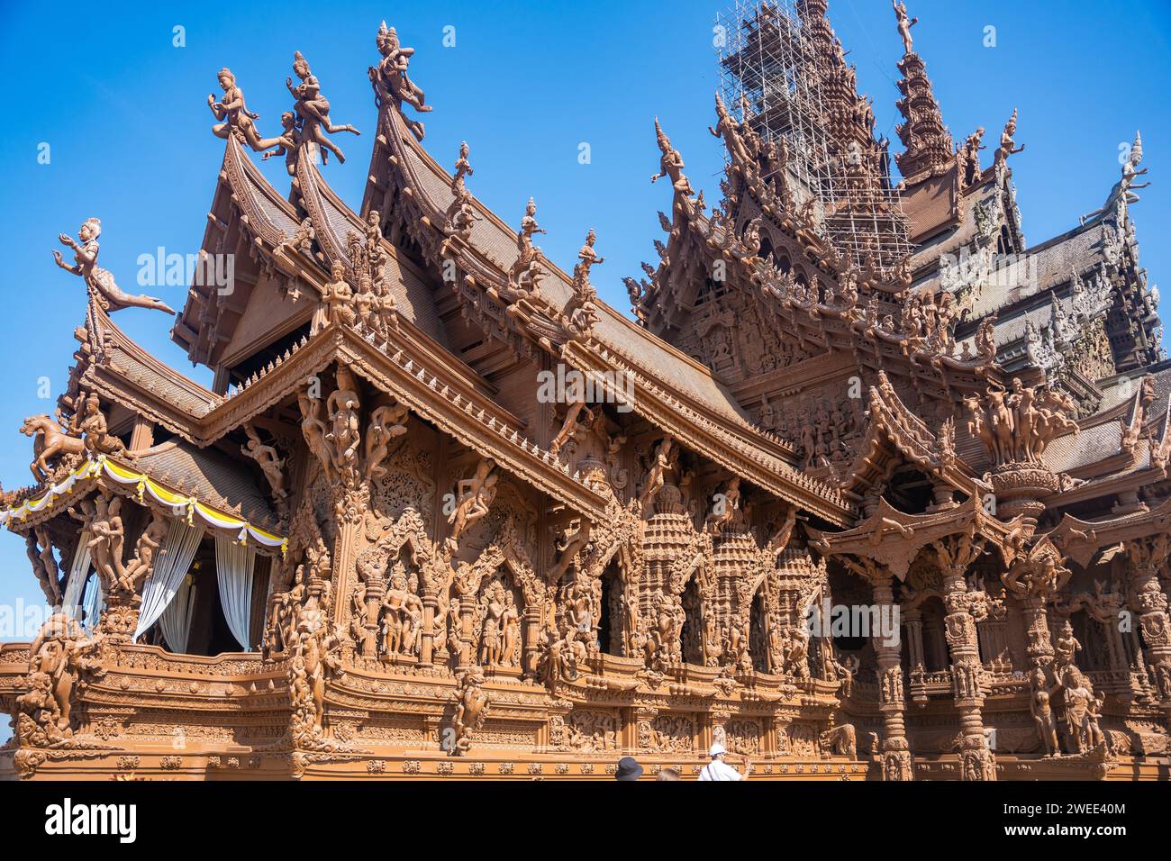 Sanctuary of Truth wooden temple in Pattaya Thailand is a gigantic wood ...