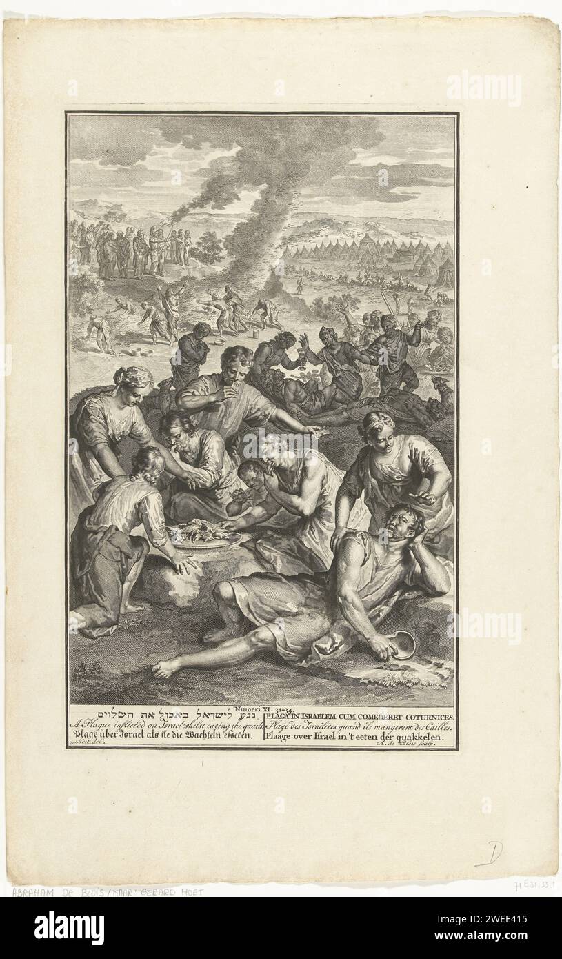 Israelites get sick from the quail they eat, Abraham de Blois, after ...