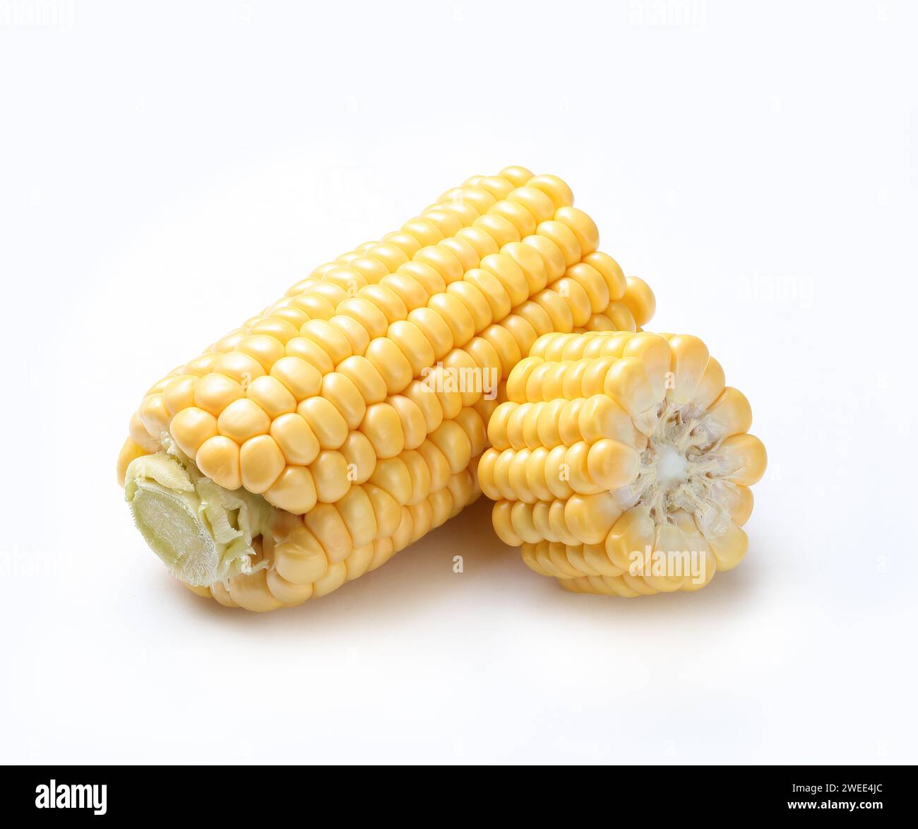 natural sweetcorn in group isolated white background Stock Photo - Alamy