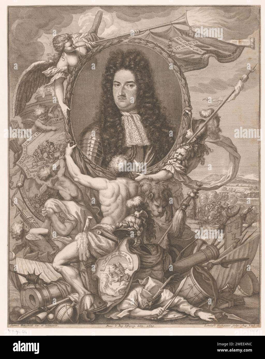 Portrait of Eugenius of Savoye Worn by Allegorical Figures, Leonhard ...