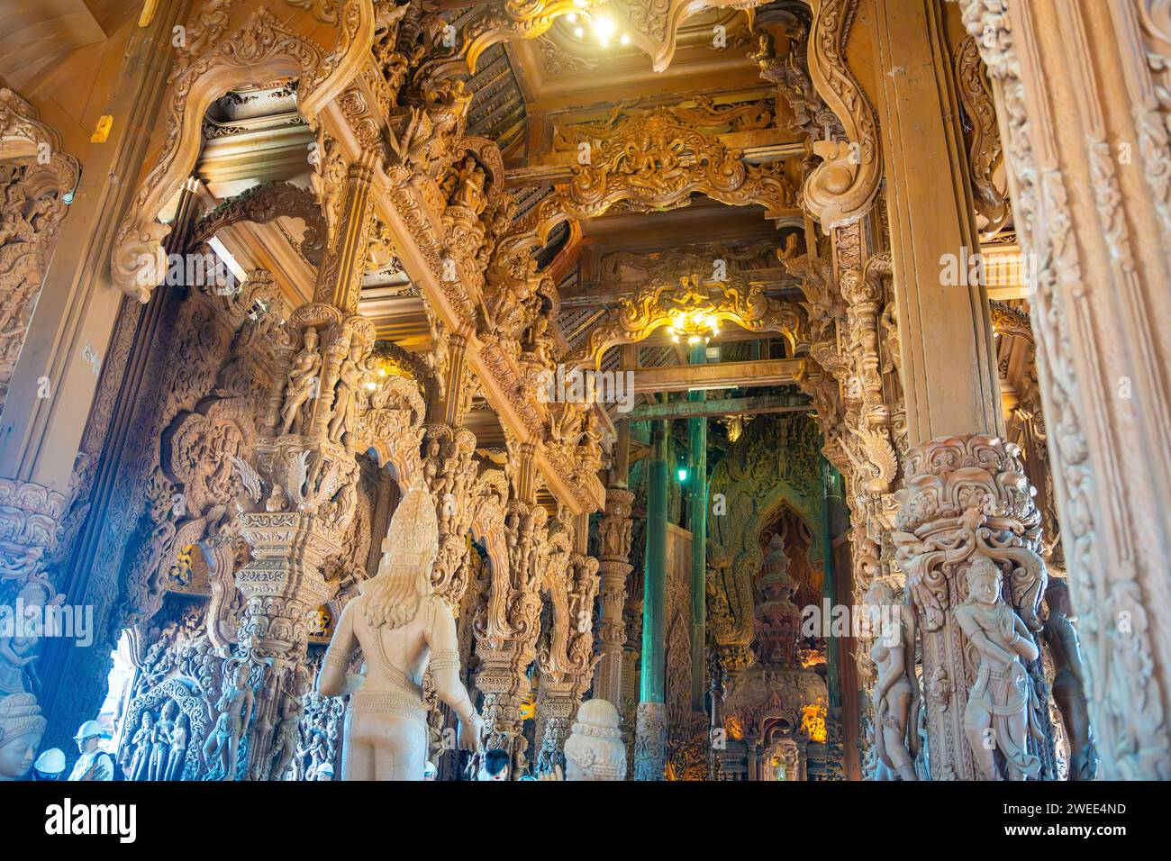 Pattaya, Thailand - December 31, 2023: Interior of Sanctuary of Truth ...