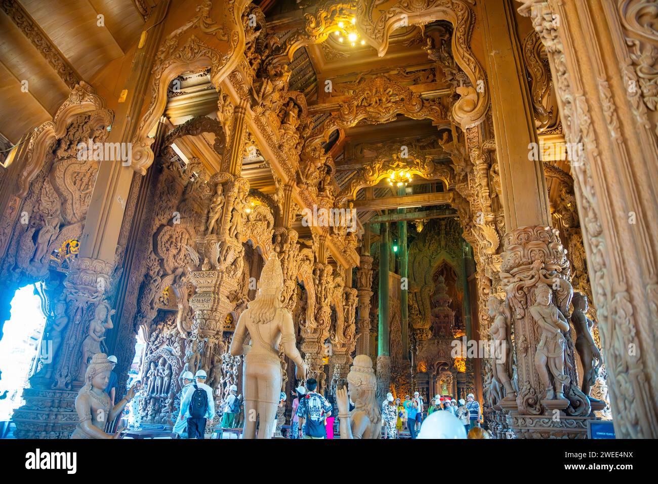 Pattaya, Thailand - December 31, 2023: Interior of Sanctuary of Truth ...