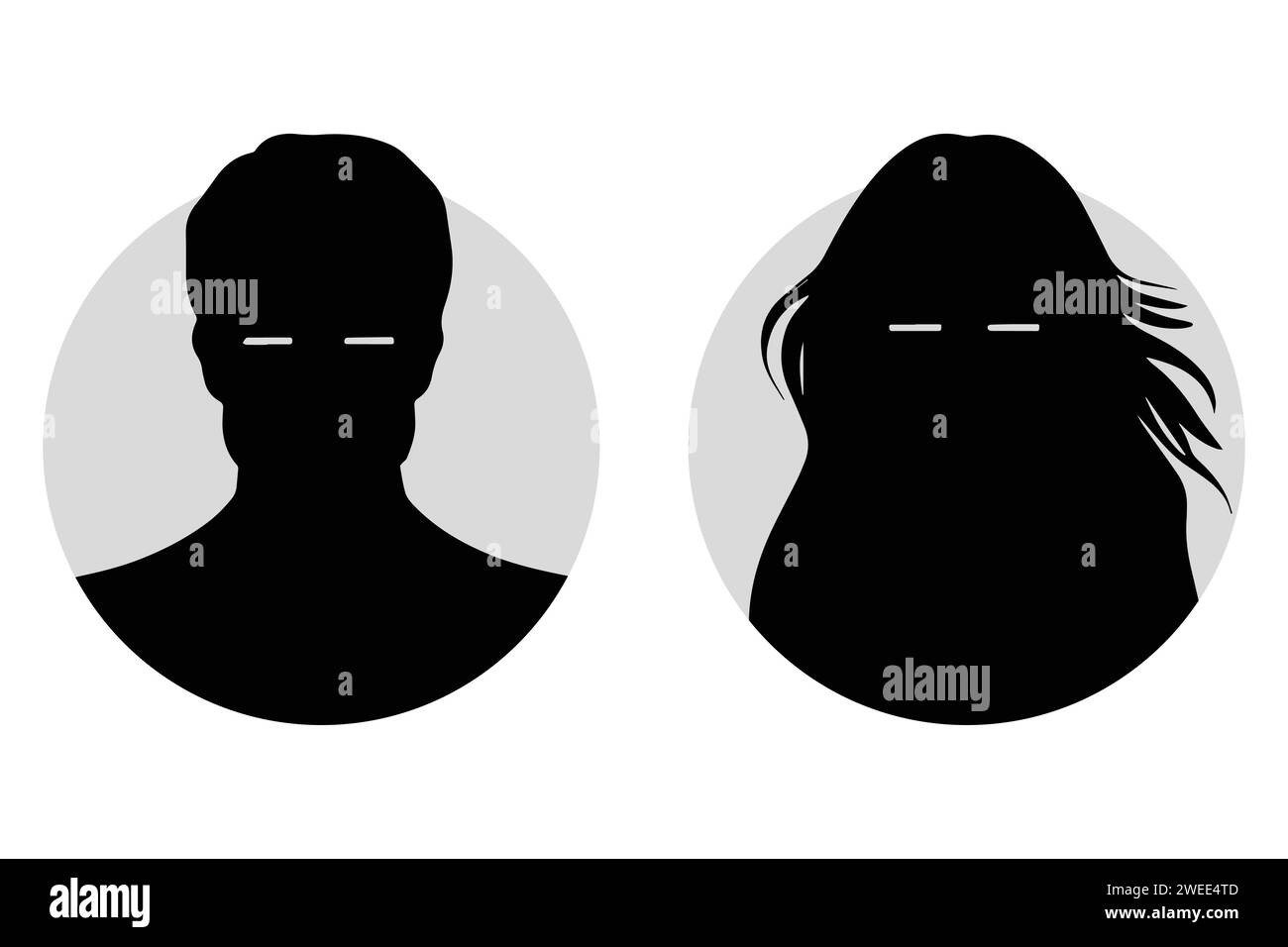 A vector illustration depicting male and female face silhouettes or ... A vector illustration depicting male and female face silhouettes or ...