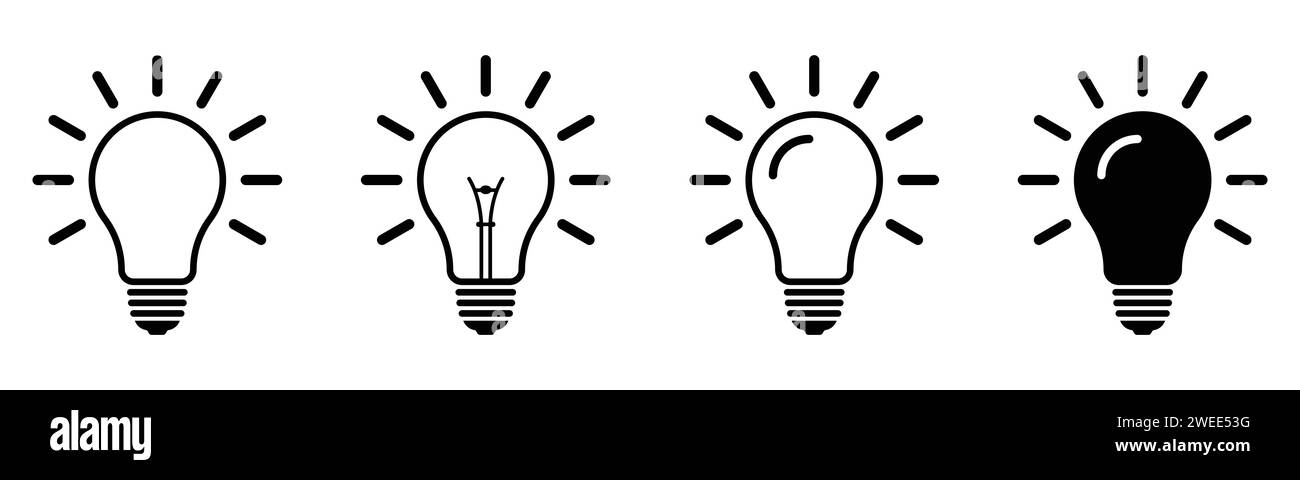 Bulb lamp line icon set. Idea sign. Lamp icon collection. Lightbulb ...