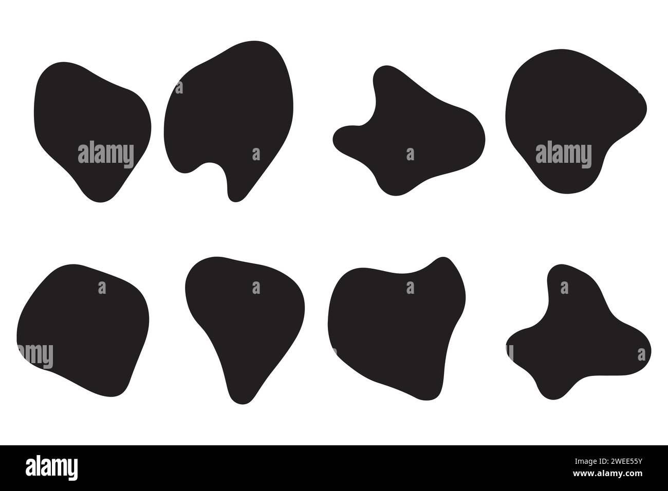 Random abstract liquid organic black irregular blotch shapes flat style ...