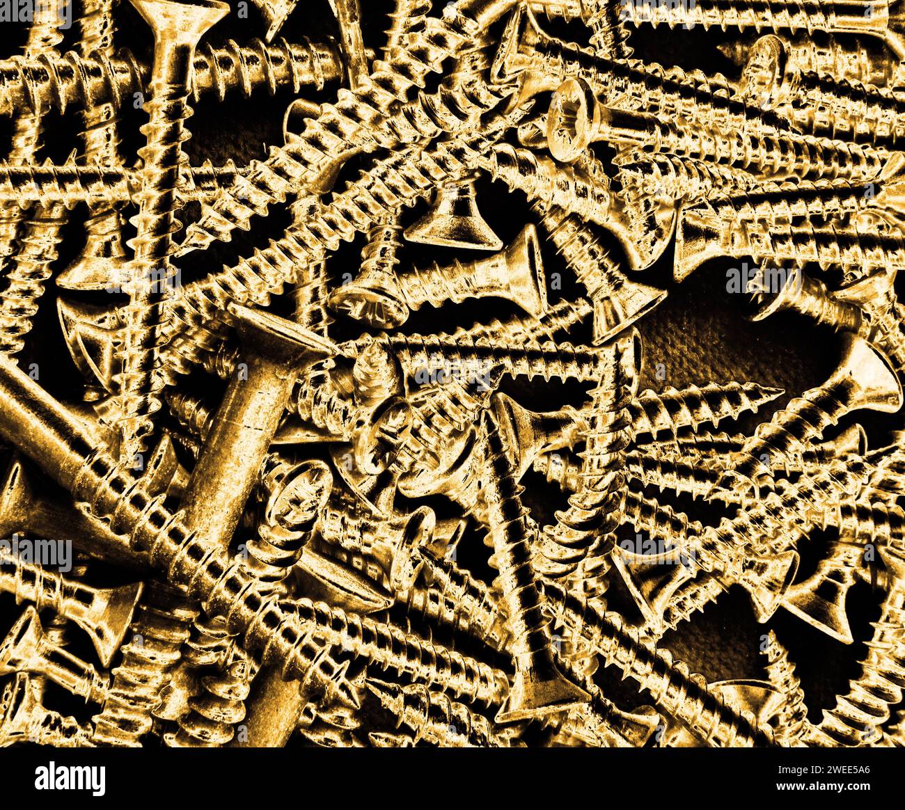Collage of screws photographed with Photoshop filter Stock Photo - Alamy
