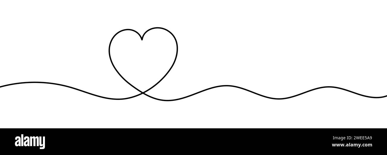 Heart love symbol. Continuous line art drawing. Hand drawn doodle vector illustration in ...