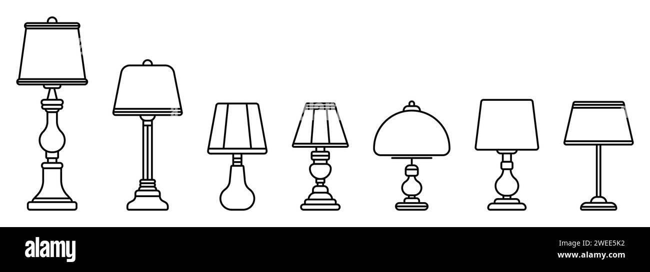 Lamp line icon set collection. Modern Vector table Lamp Design. Elegant ...