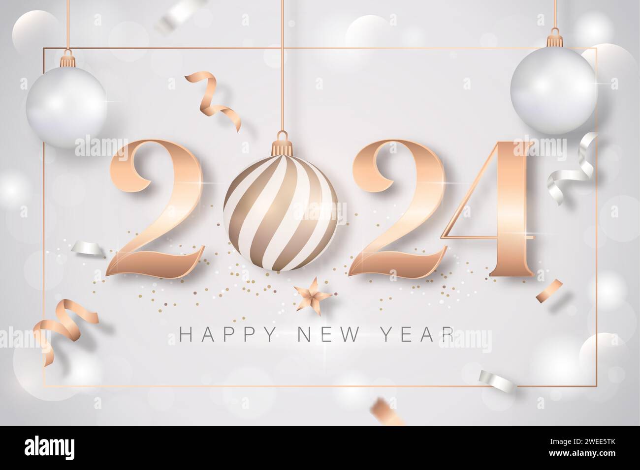 Happy new year 2024 text on gray festive backround decorated with ...