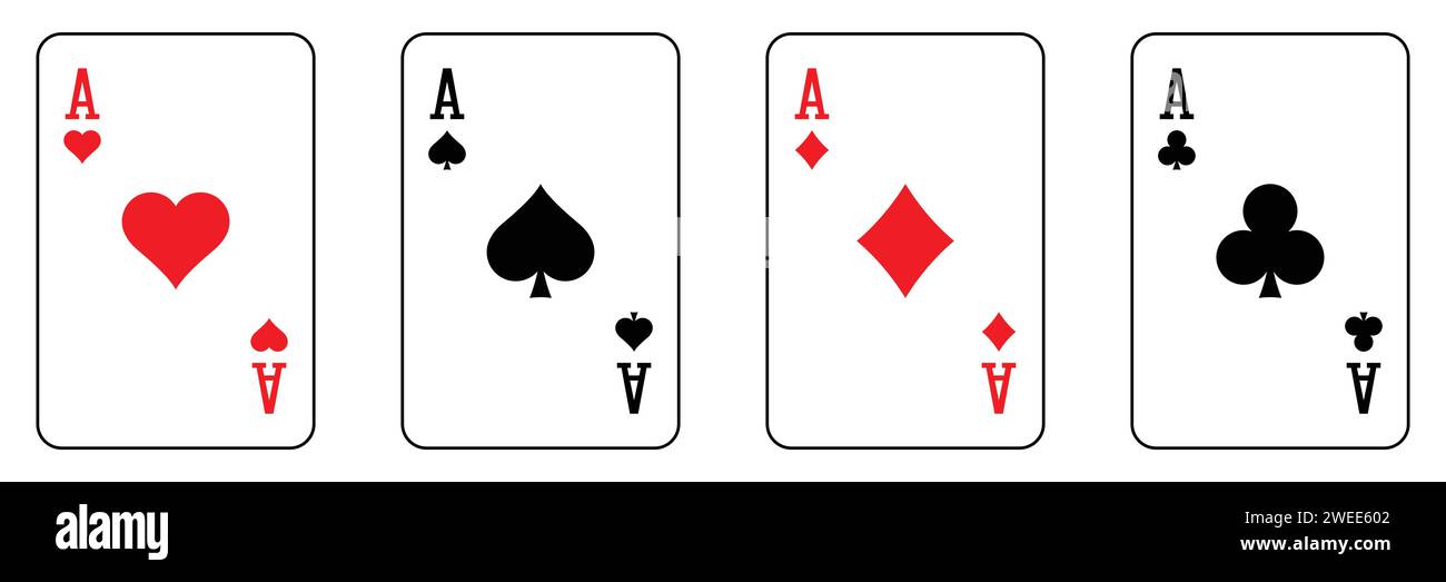 Ace Icon Set of vector playing card. Collection of four aces. Winner ...