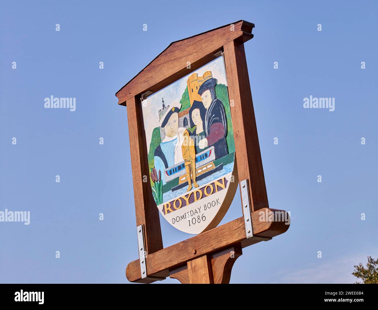 Roydon village sign Stock Photo - Alamy
