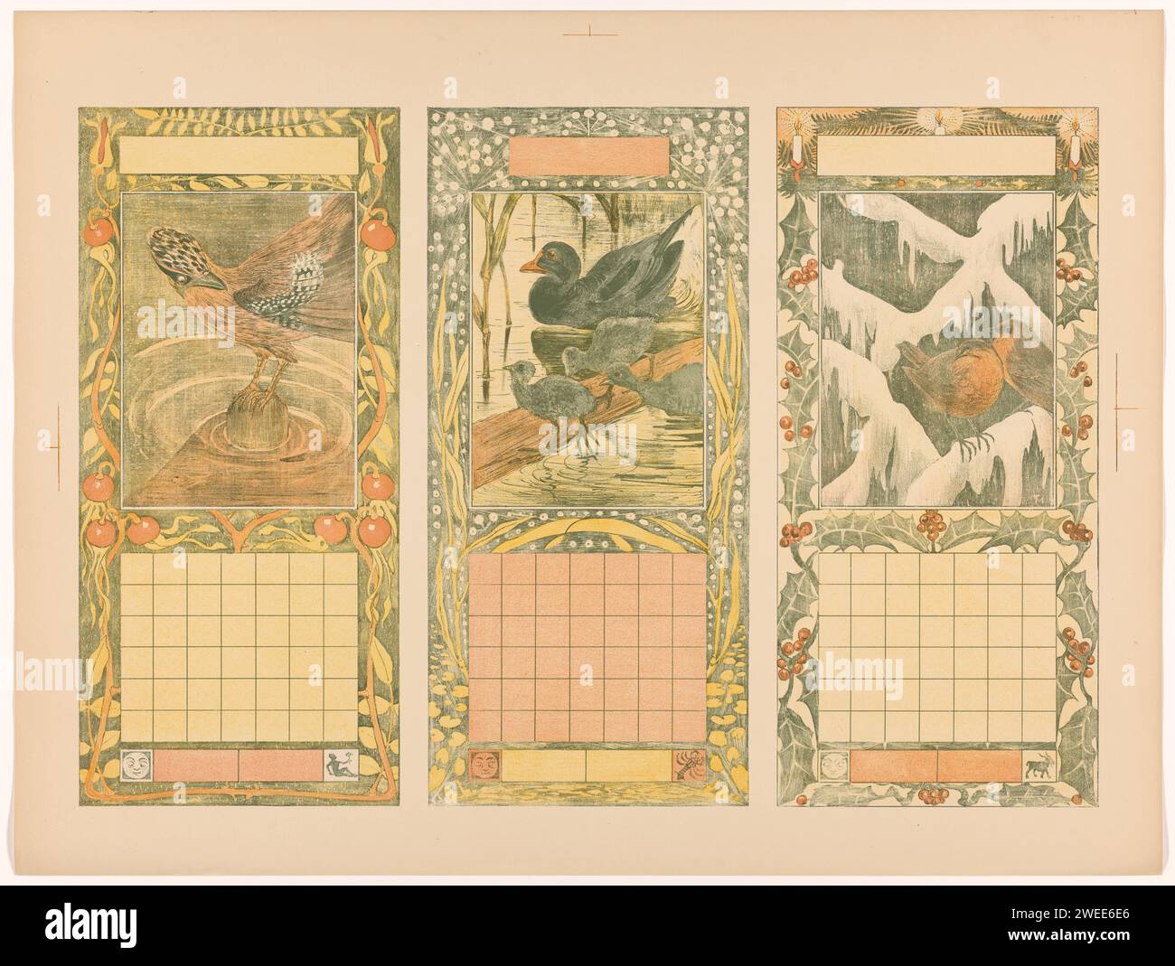 Calendars for August, June and December 1904, Theo van Hoytema, 1904 ...