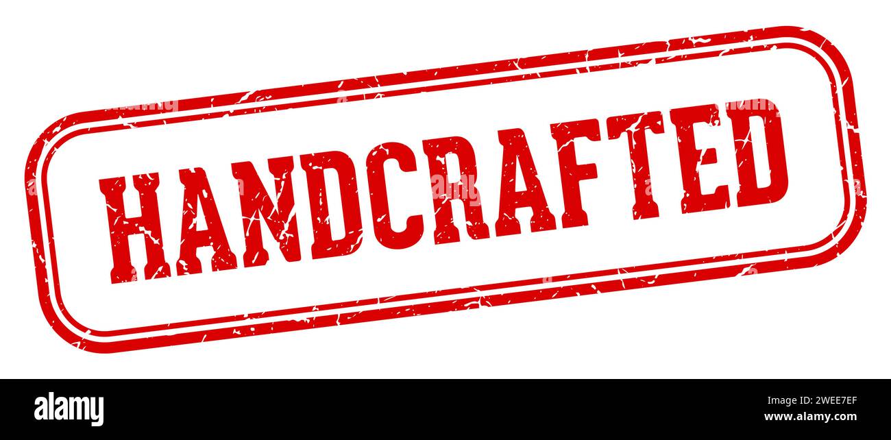 hand crafted stamp. hand crafted rectangular stamp isolated on white ...