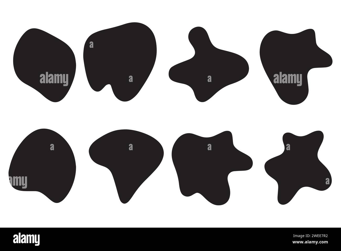 Random abstract liquid organic black irregular blotch shapes flat style ...