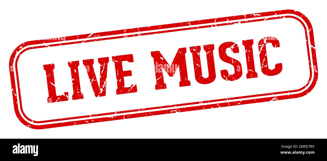 live music stamp. live music rectangular stamp isolated on white ...