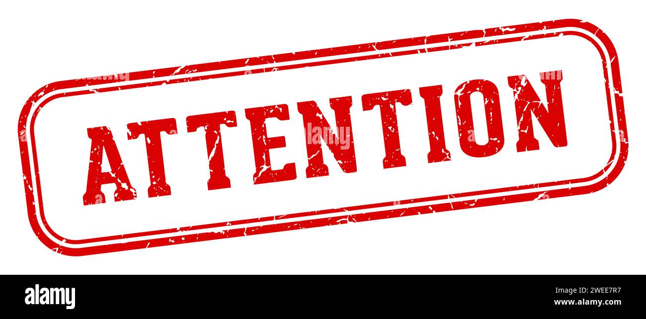 attention stamp. attention rectangular stamp isolated on white ...