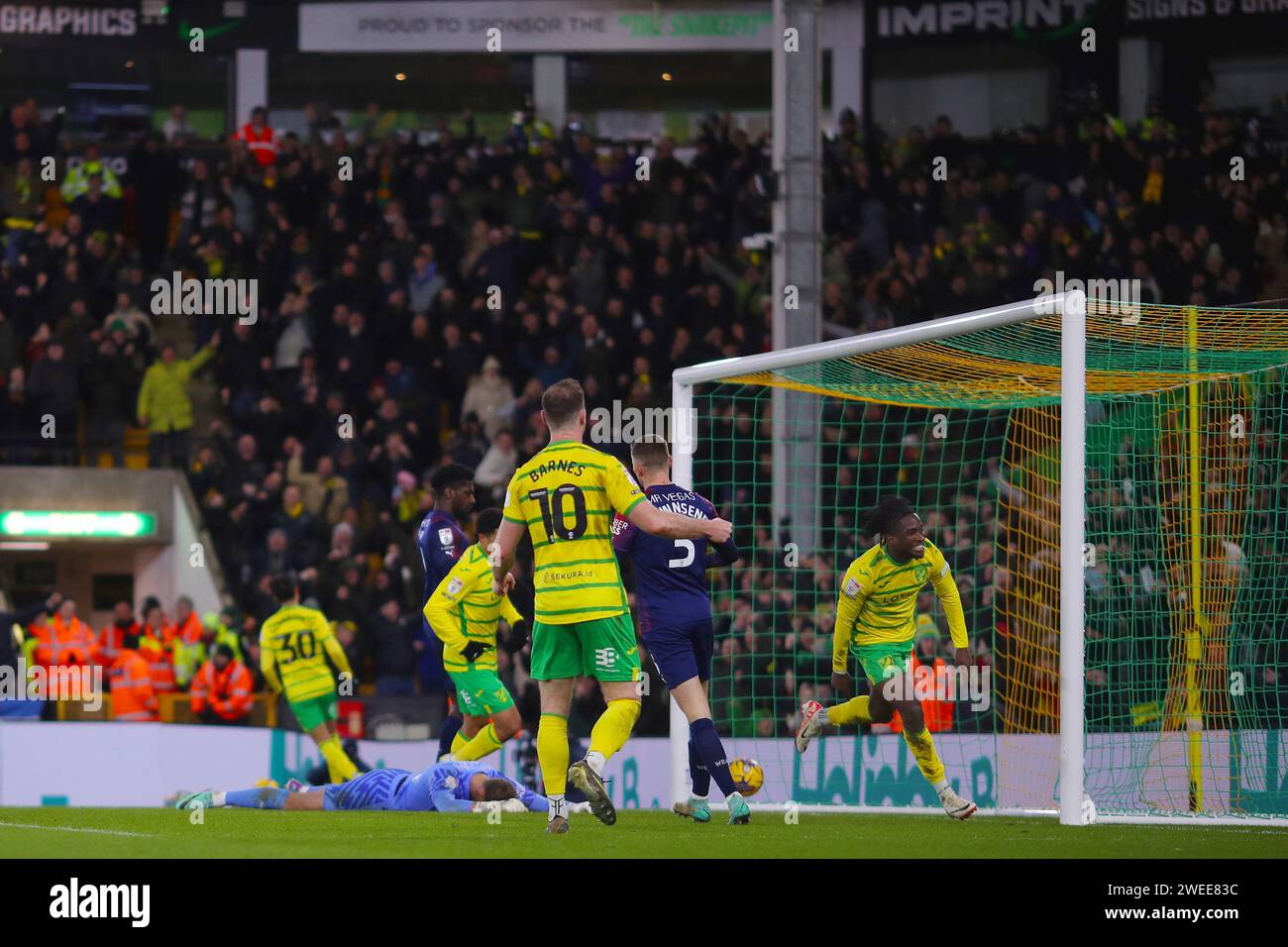 Jonathan Rowe of Norwich City celebrates after scoring a goal to make ...