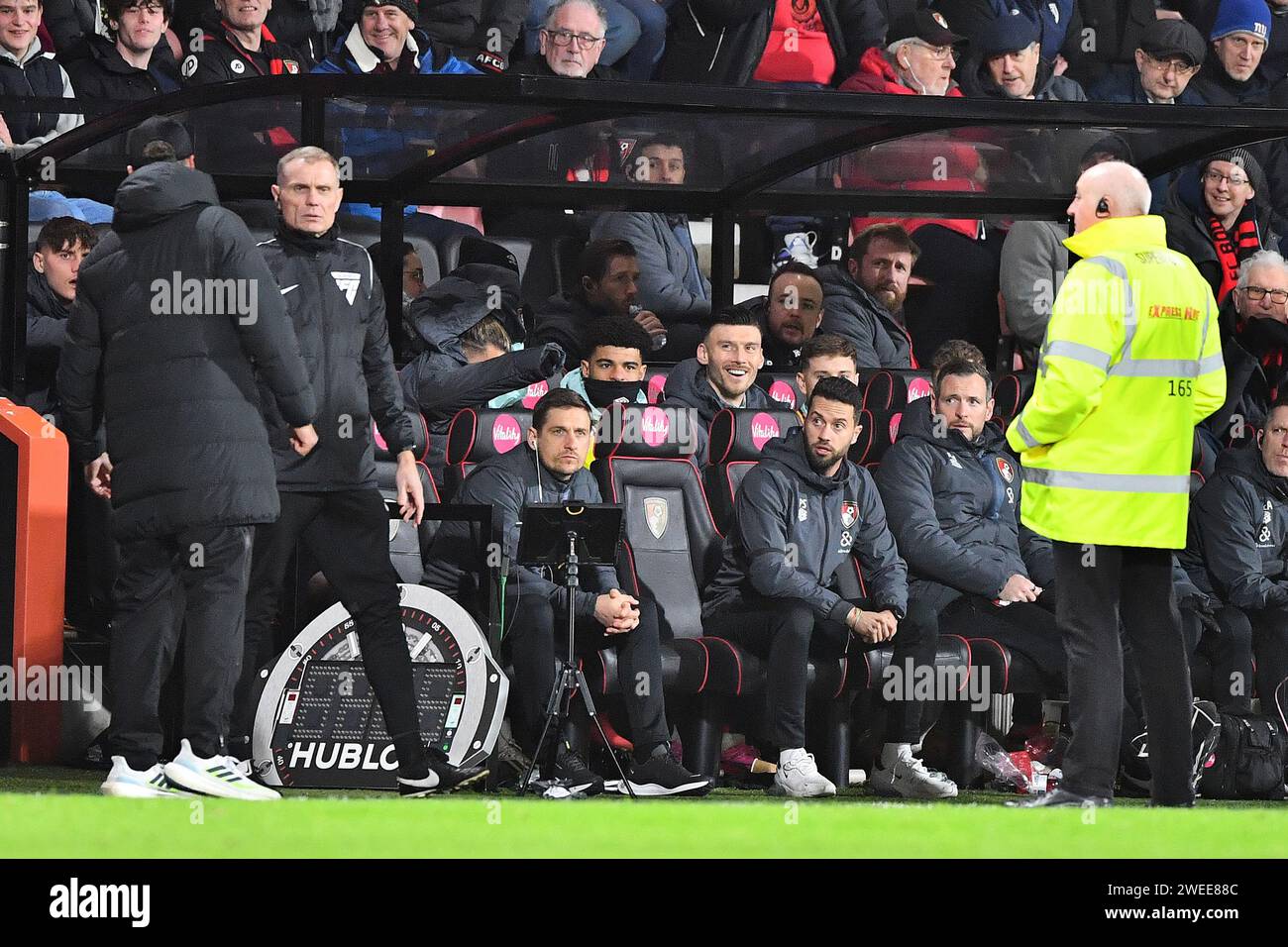 Manager of Liverpool Jurgen Klopp argues with the AFC Bournemouth bench ...