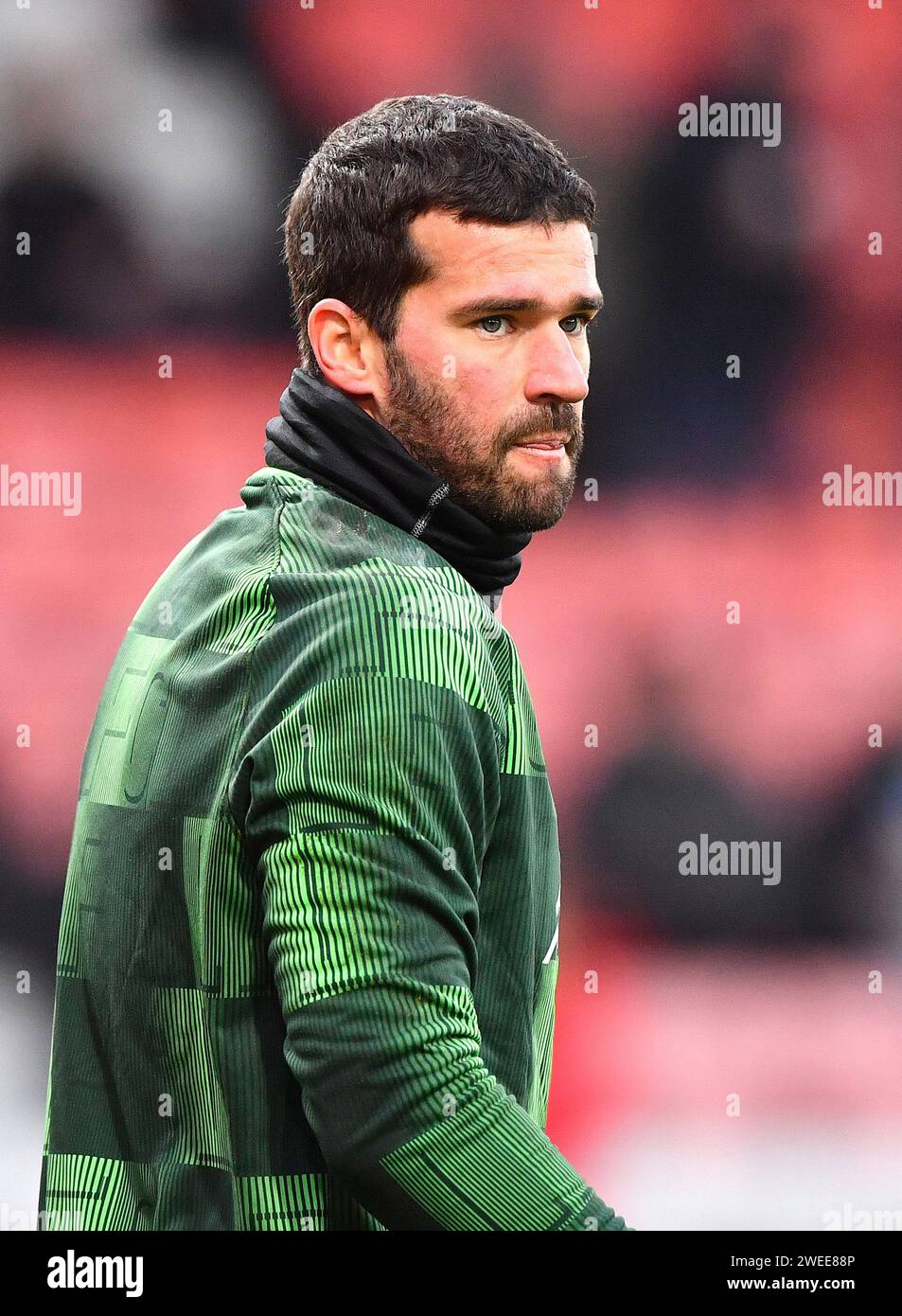 Alisson Becker of Liverpool warms up - AFC Bournemouth v Liverpool ...