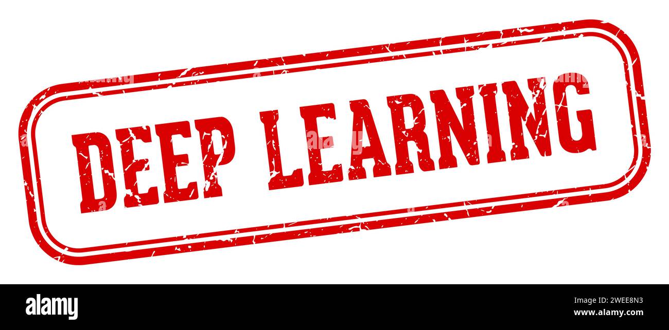 deep learning stamp. deep learning rectangular stamp isolated on white ...