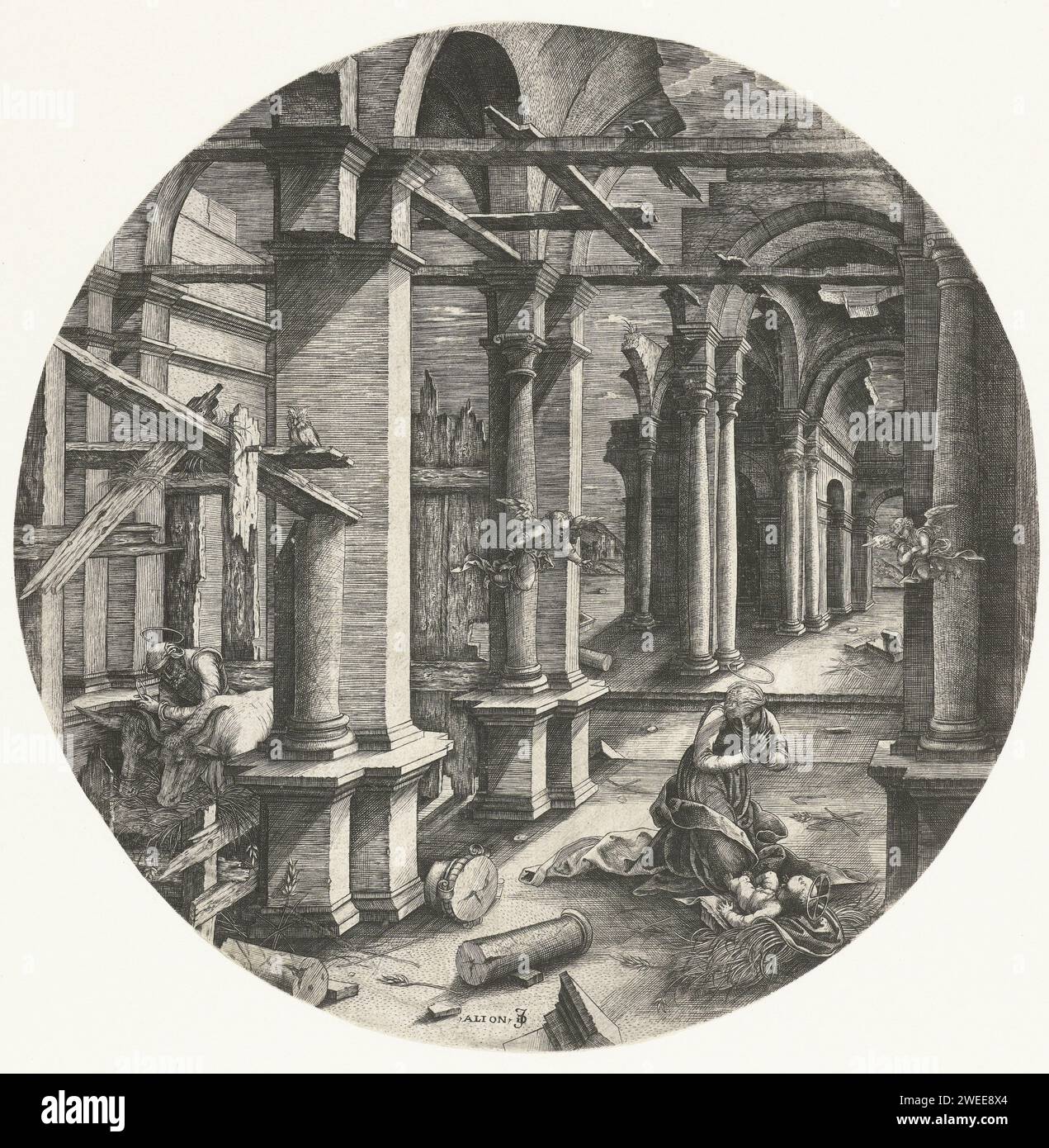The Holy Family in Bethlehem, Jean de Gourmont (I), 1498 - 1551 print ...