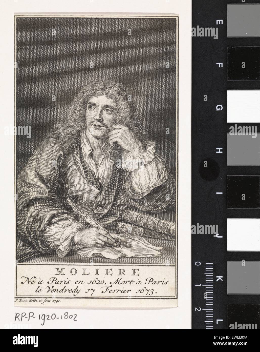 Portrait of playwright Jean Baptiste Poquelin Molière, Jan Punt, 1740 ...