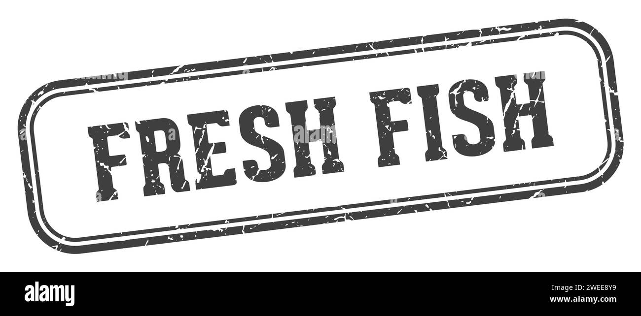 fresh fish stamp. fresh fish rectangular stamp isolated on white ...