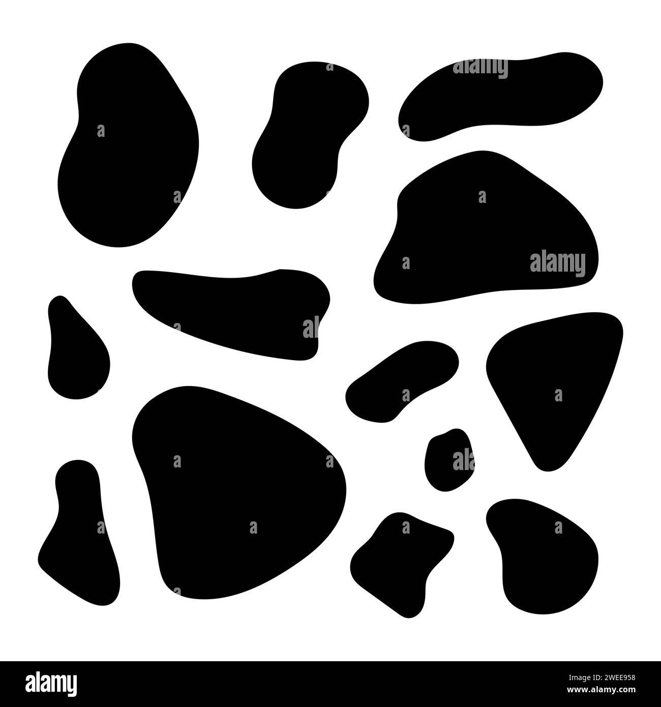 Beach pebble stone set. Hand drawn smooth stone of different shape ...