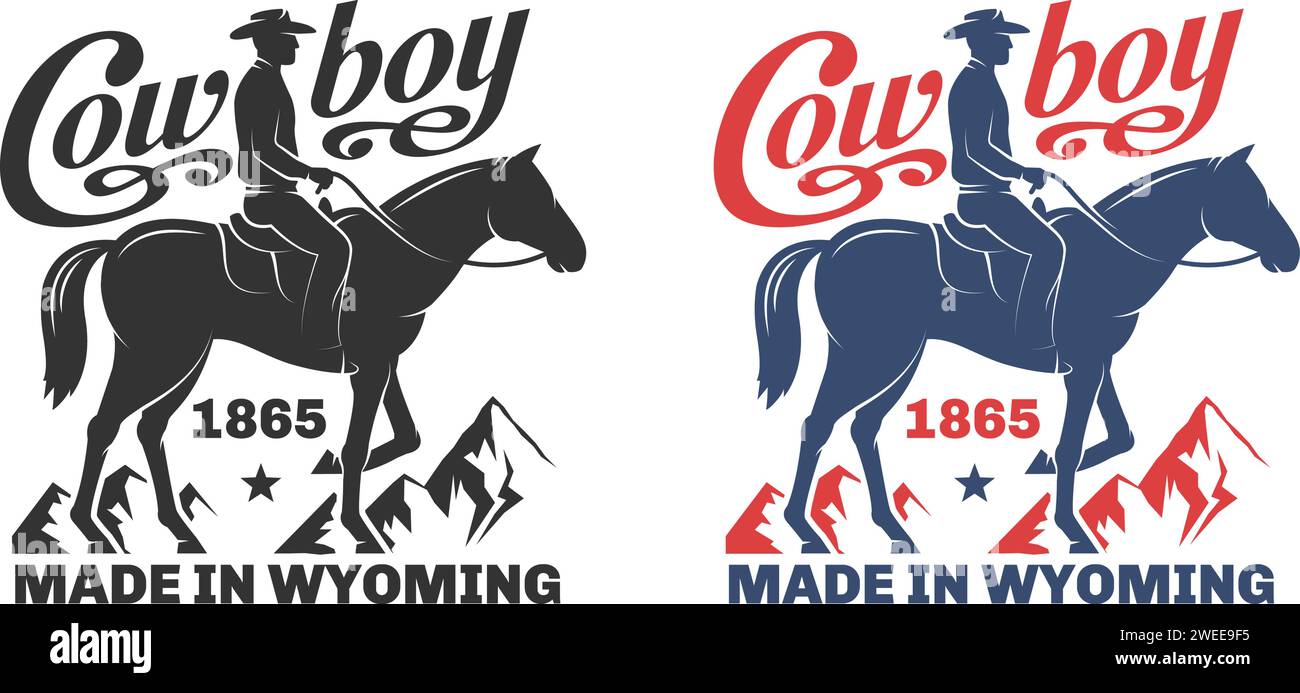 Cowboy retro badge rider Cut Out Stock Images & Pictures - Alamy