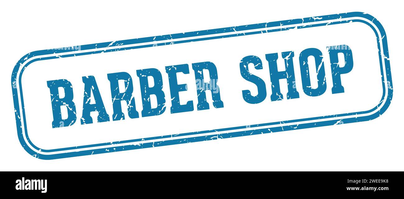 barber shop stamp. barber shop rectangular stamp isolated on white ...