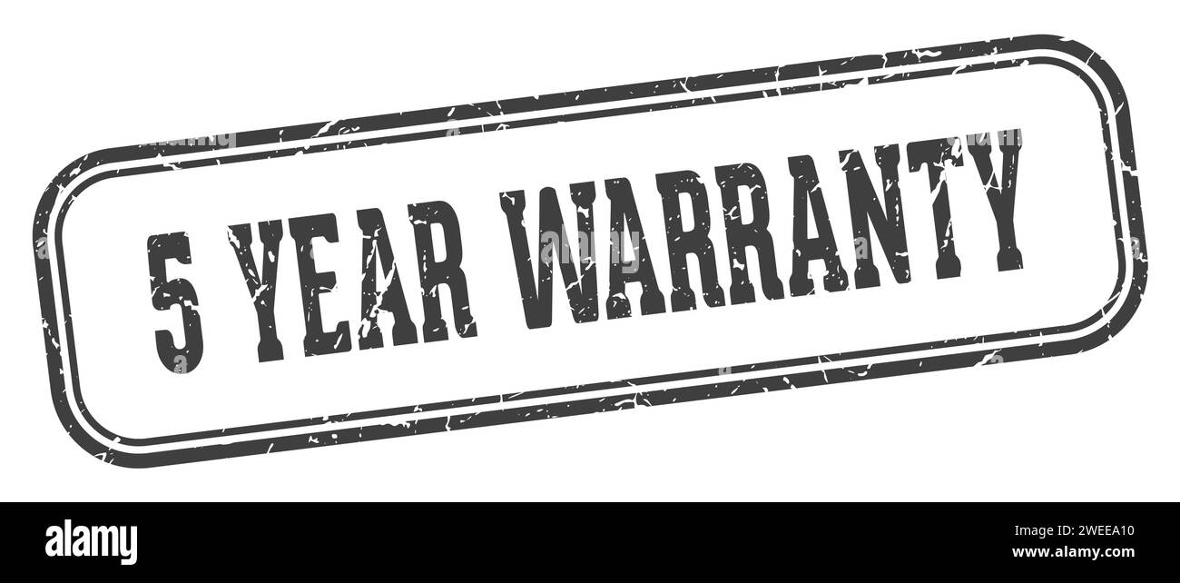 5 year warranty stamp. 5 year warranty rectangular stamp isolated on ...